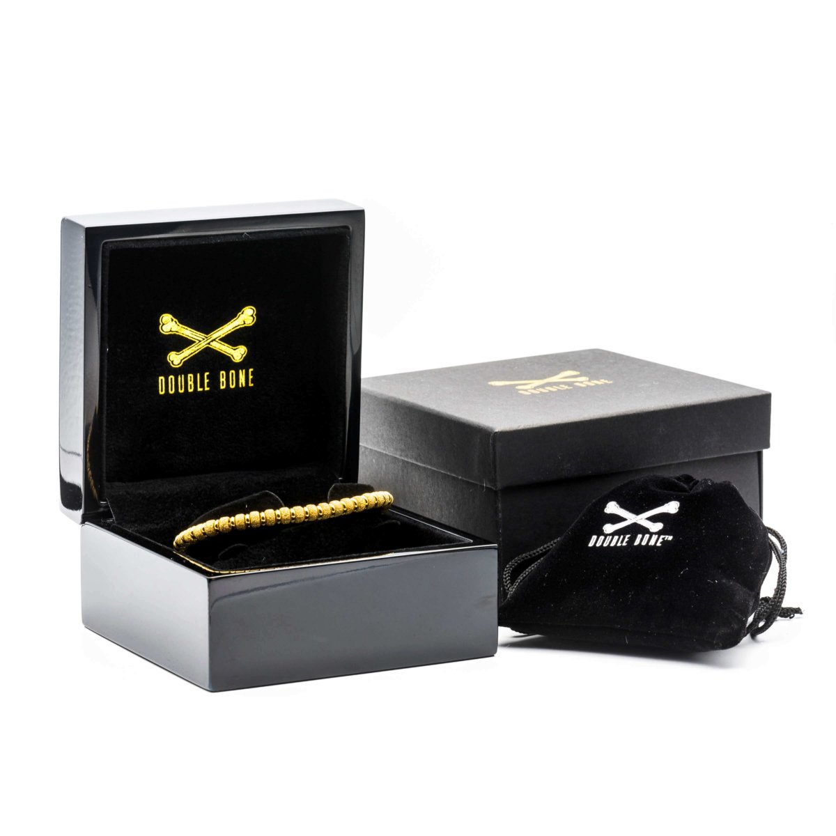 Yellow gold bracelet with gold beads (Unisex) – Double Bone Official